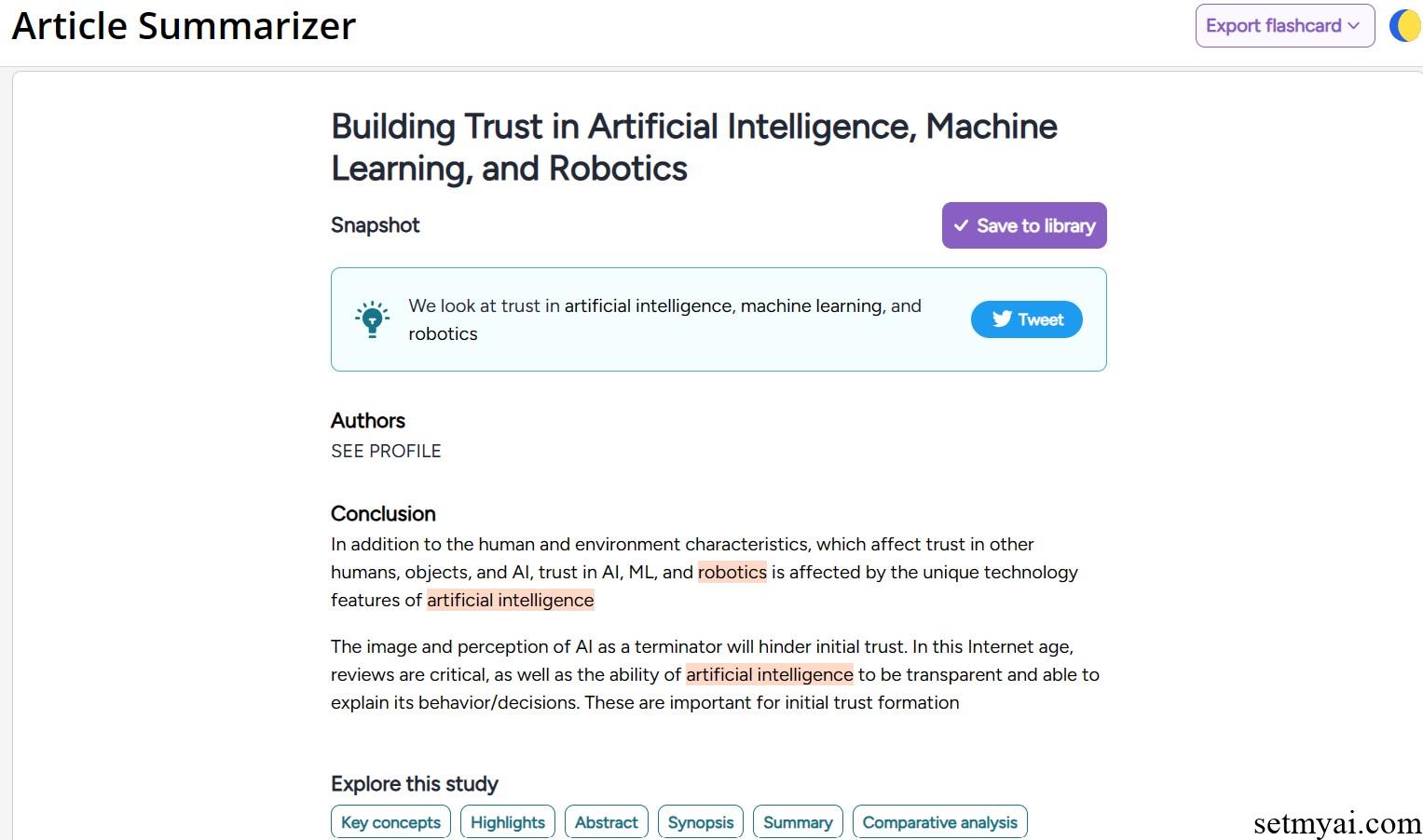 Scholarcy AI论文概括总结工具 - AI工具站
